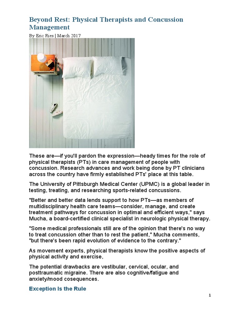 PT and Concussion Management - Odt | PDF | Concussion | Physical Therapy