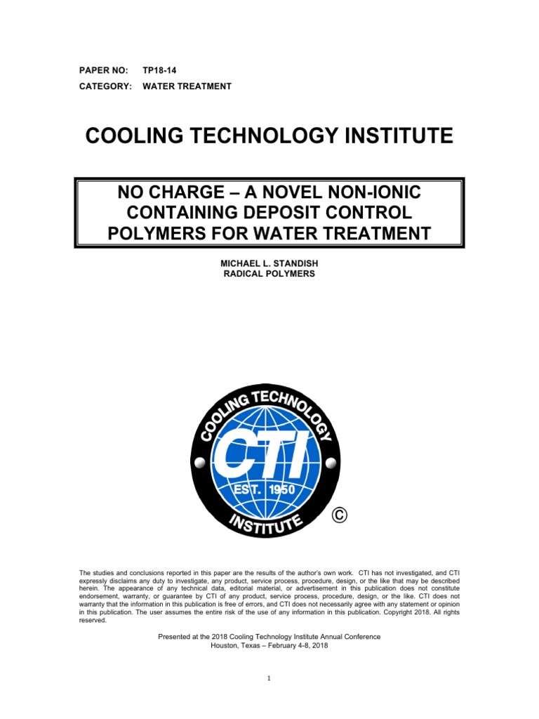 2018 CTI Paper - No Charge - A Novel Non-Ionic | PDF | Wetting | Polymers
