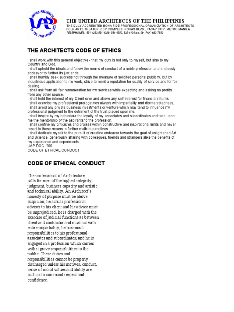 The Architects Code of Ethics | PDF | Architect | General Contractor