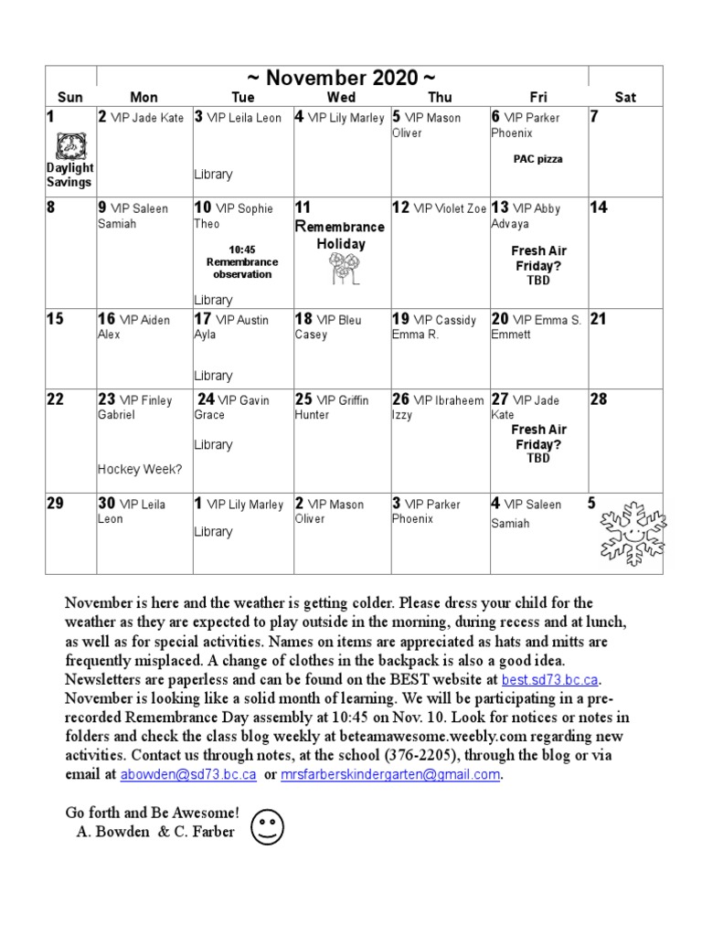 Nov Calendar | PDF