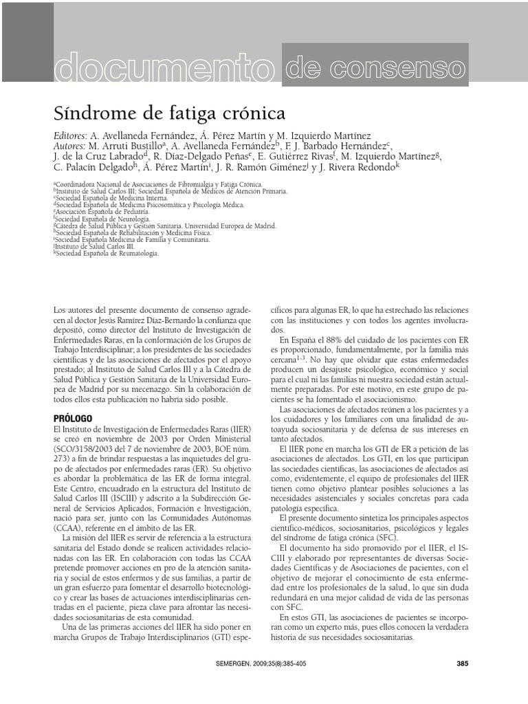 Síndrome de Fatiga Crónica | PDF | Síndrome de fatiga crónica ...
