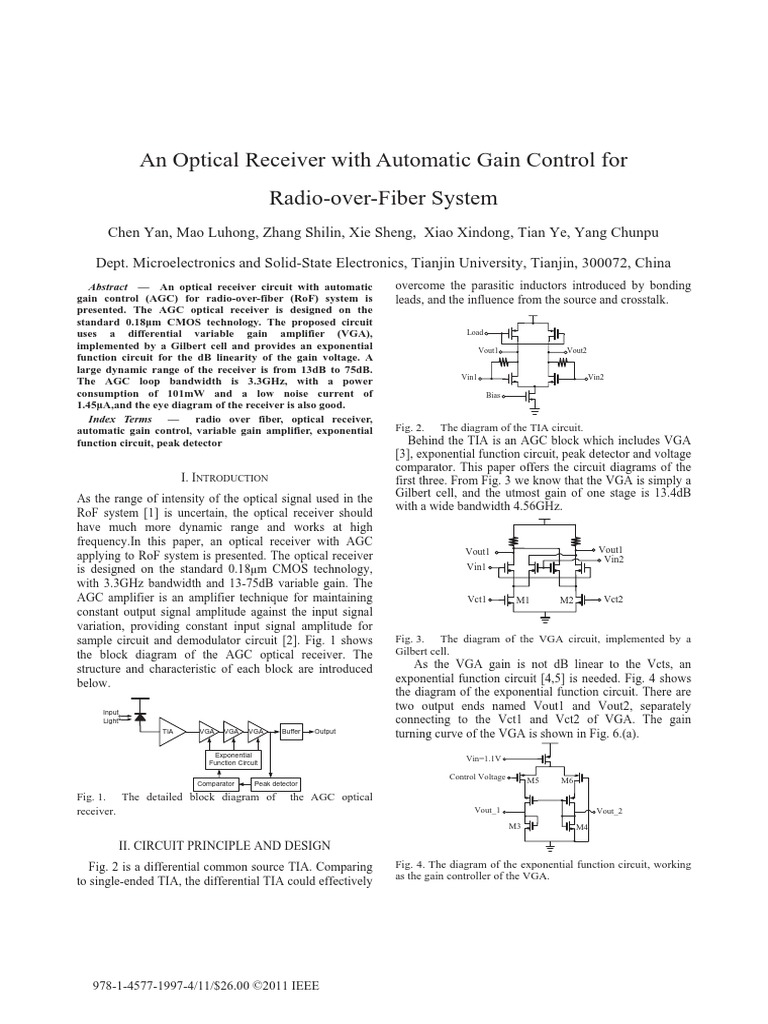 An Optical Receiver With Automatic Gain Control For Radio-over-Fiber ...