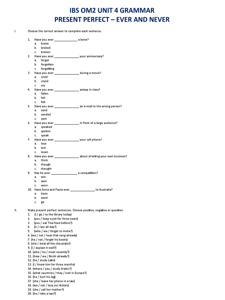 Present Perfect Ever and Never | PDF