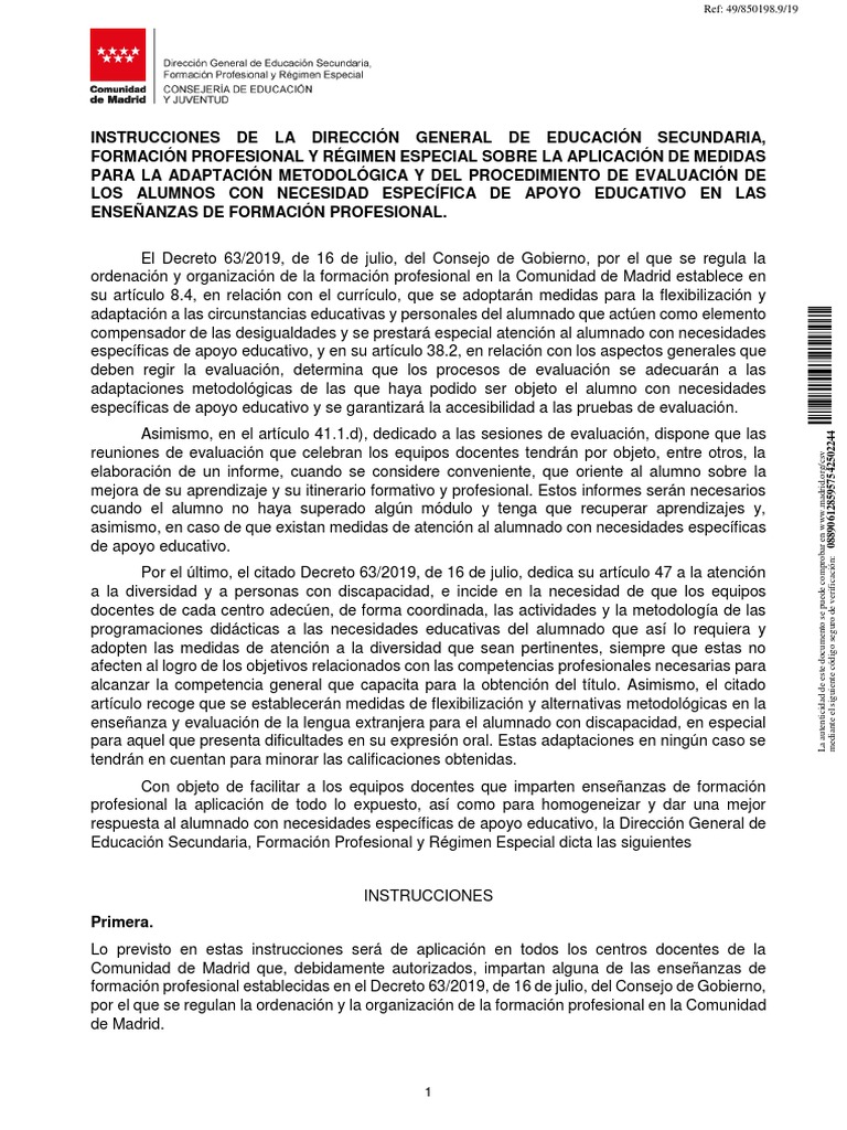 Instrucciones Aneae en FP Comunidad Madrid | PDF | Desarrollo ...