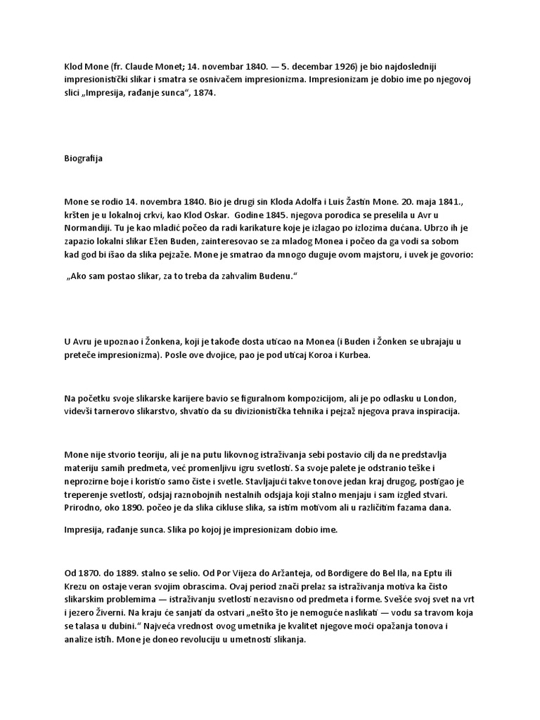 Klod Mone | PDF