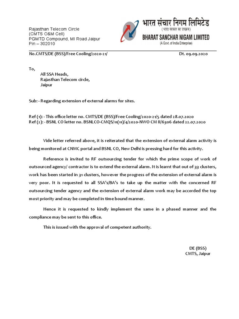 Letter - External Alarm | PDF