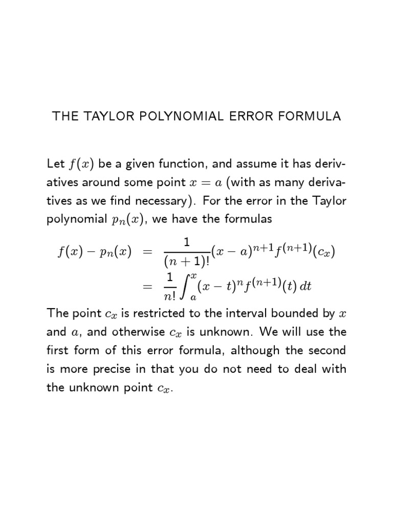 Error Taylor PDF | Download Free PDF | Polynomial | Function (Mathematics)
