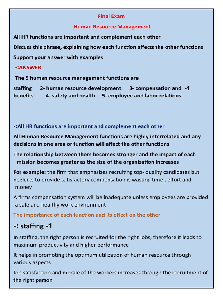 Final Exam HRM | PDF | Human Resources | Human Resource Management