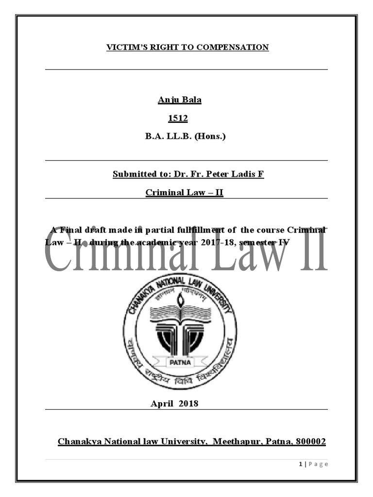 Victim'S Right To Compensation | PDF | Victimology | Crime & Violence