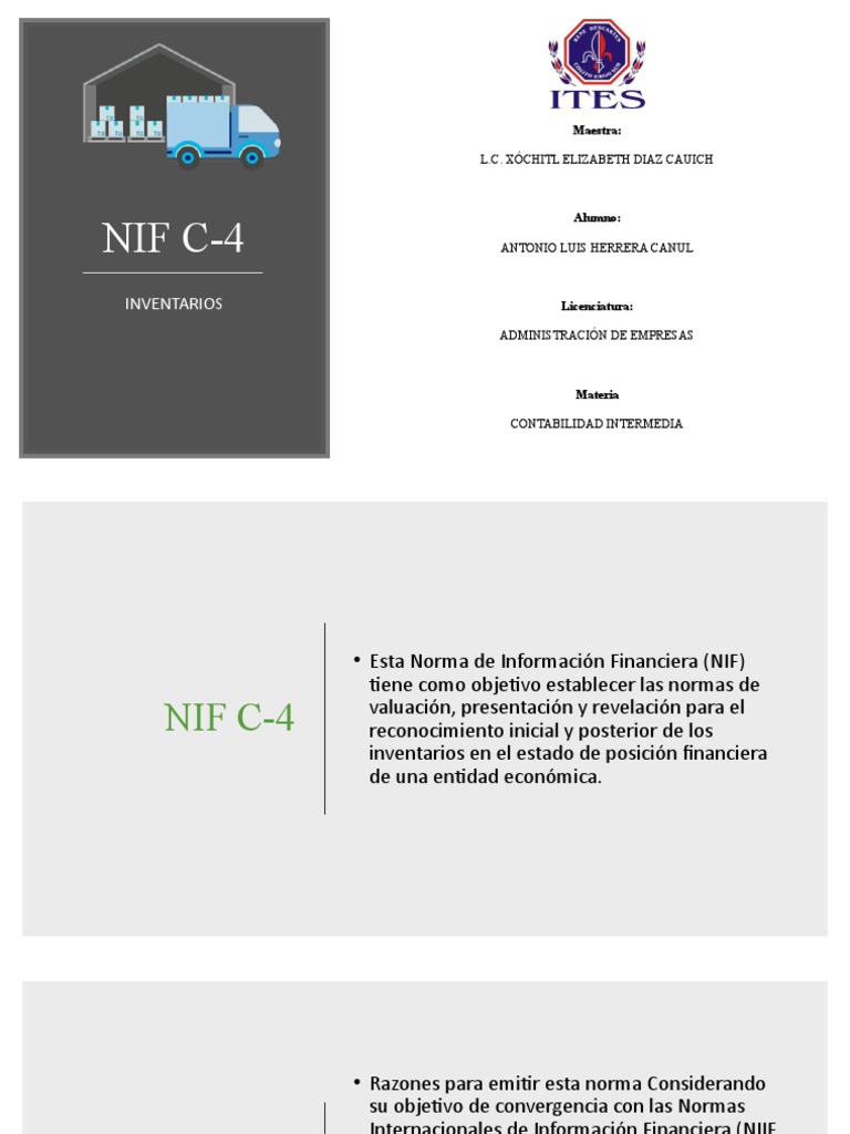 Normas de valuación, presentación y revelación de inventarios según la NIF C-4 | PDF | normas ...