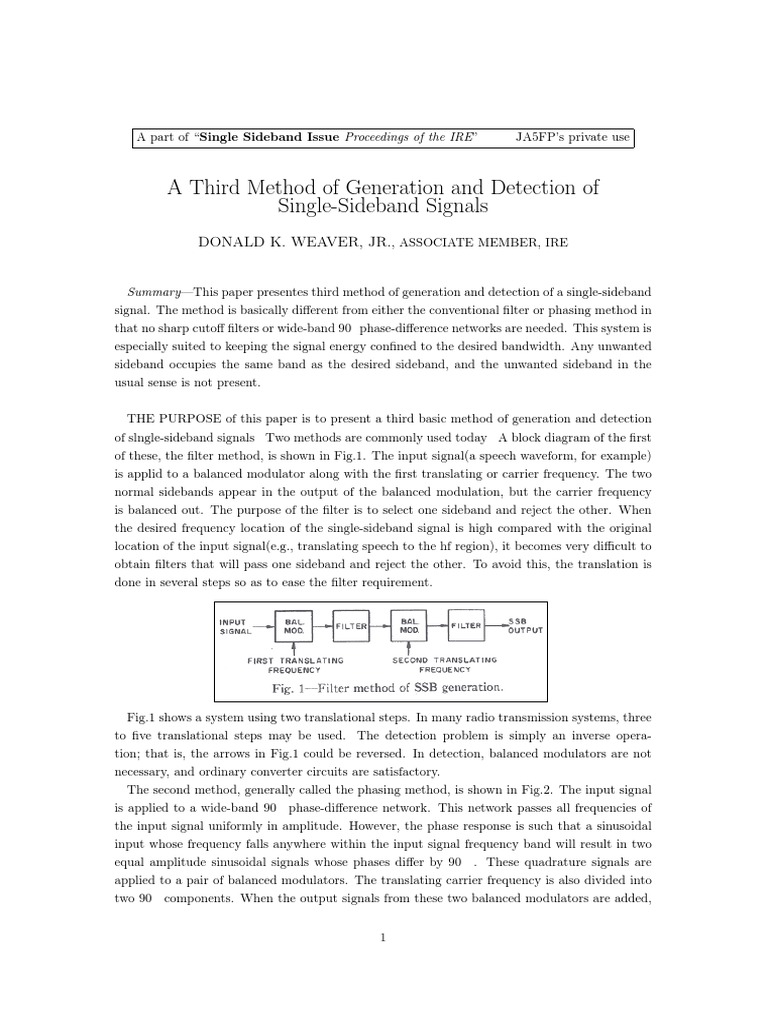A Third Method of Generation and Detection of Single-Sideband Signals ...