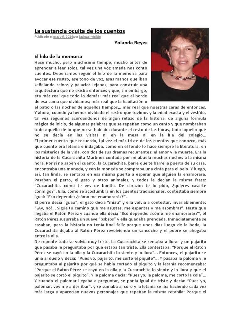 TEXTO Yolanda Reyes | PDF | Concepto | Cuentos