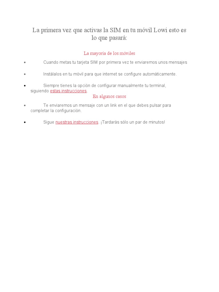La Primera Vez Que Activas La SIM en Tu Móvil Lowi Esto Es Lo Que ...