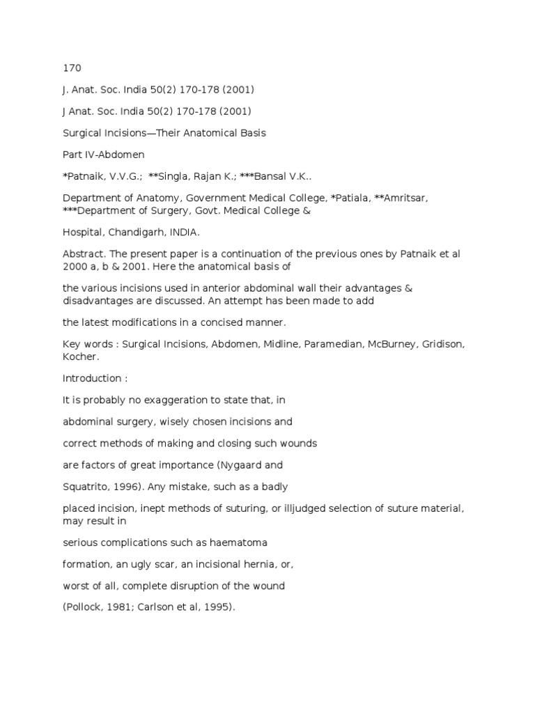 Surgical Incisions | PDF | Abdomen | Anatomy