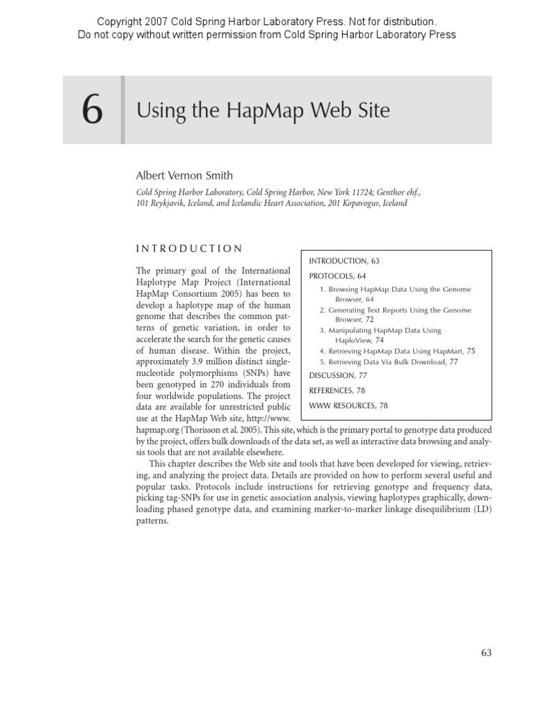 Using The Hapmap Web Site: Albert Vernon Smith | PDF | Single Nucleotide Polymorphism ...