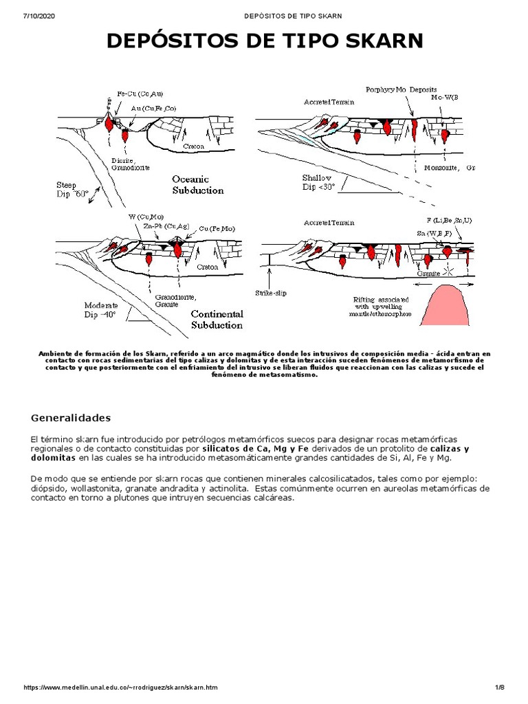 Depósitos de Tipo Skarn | PDF | Minerales | Roca (geología)