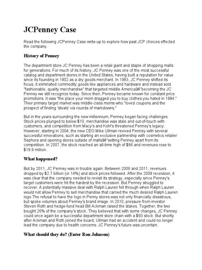 JC Penny Case Study | PDF | J. C. Penney | Retail