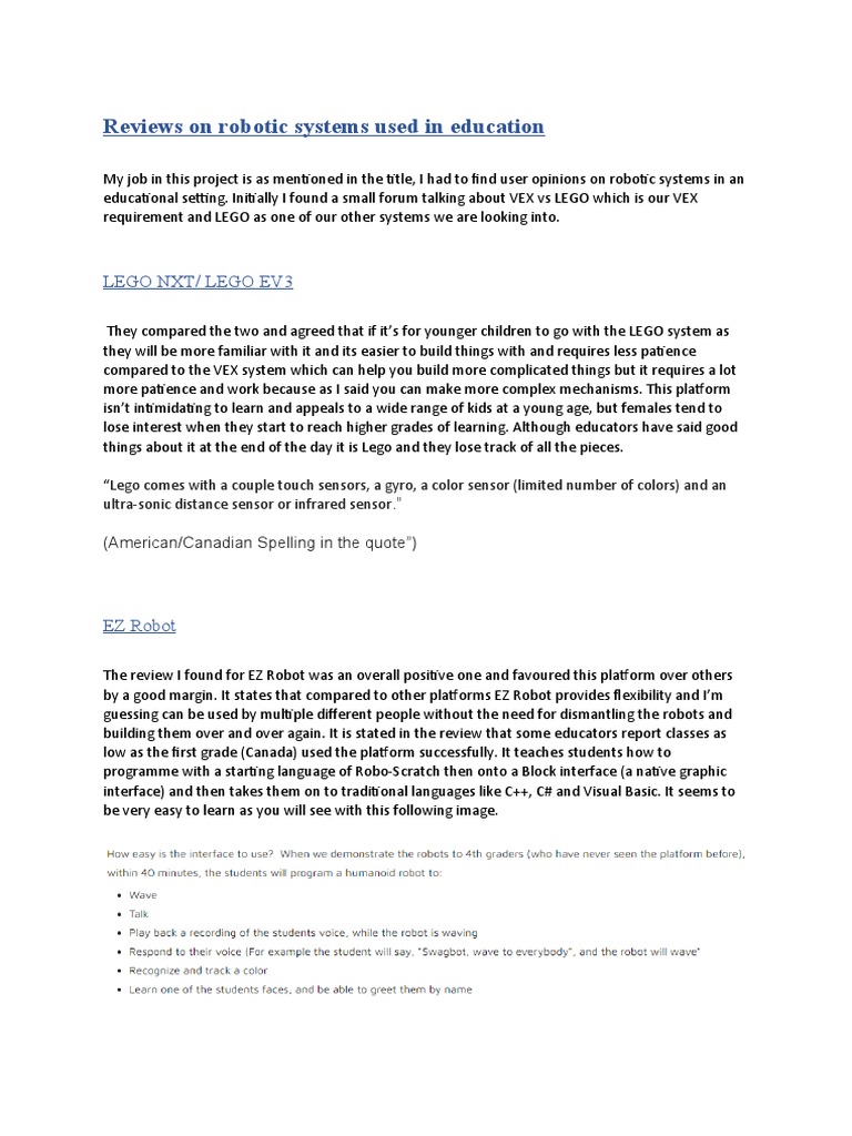 Educational Robotics Systems Review | PDF | Robotics | Communication
