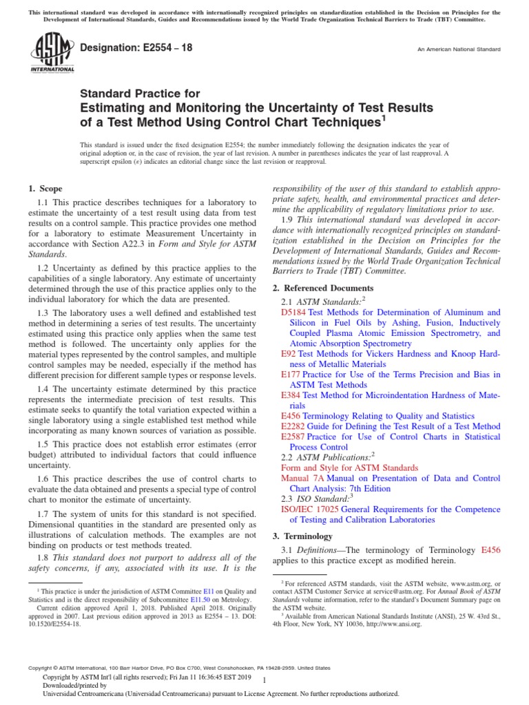 Astm E2554-18 | PDF | Uncertainty | Standard Deviation
