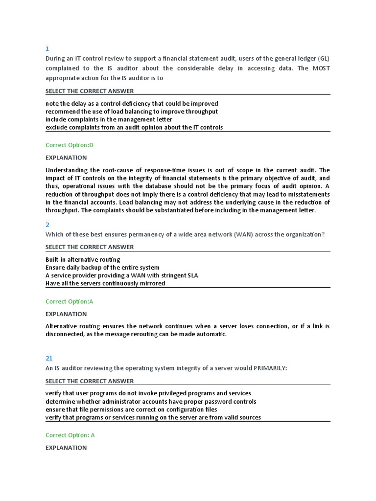 Select The Correct Answer | PDF | Auditor's Report | Audit