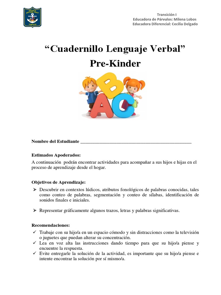 NT1 Cuadernillo Lenguaje | PDF | Educación de la primera infancia