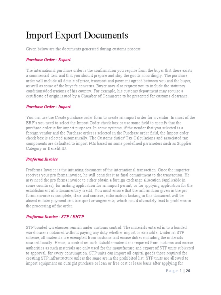 Import Export Documents | PDF | Accounts Payable | Invoice