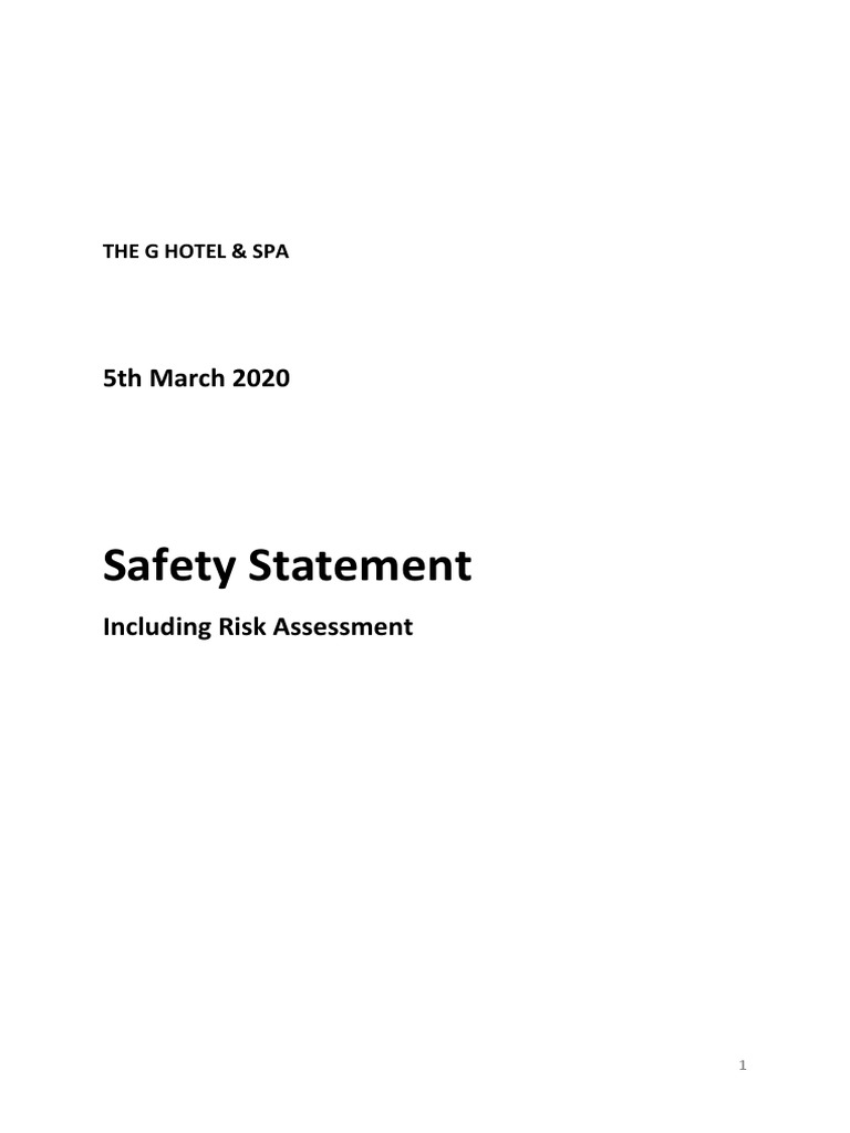 G Safety Statement and Risk Assessment | PDF | Occupational Safety And ...