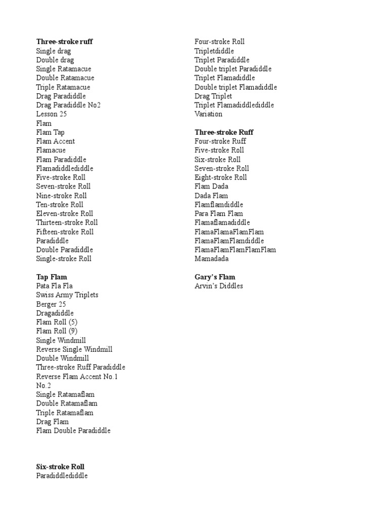 Rudimental Ritual Liste | PDF