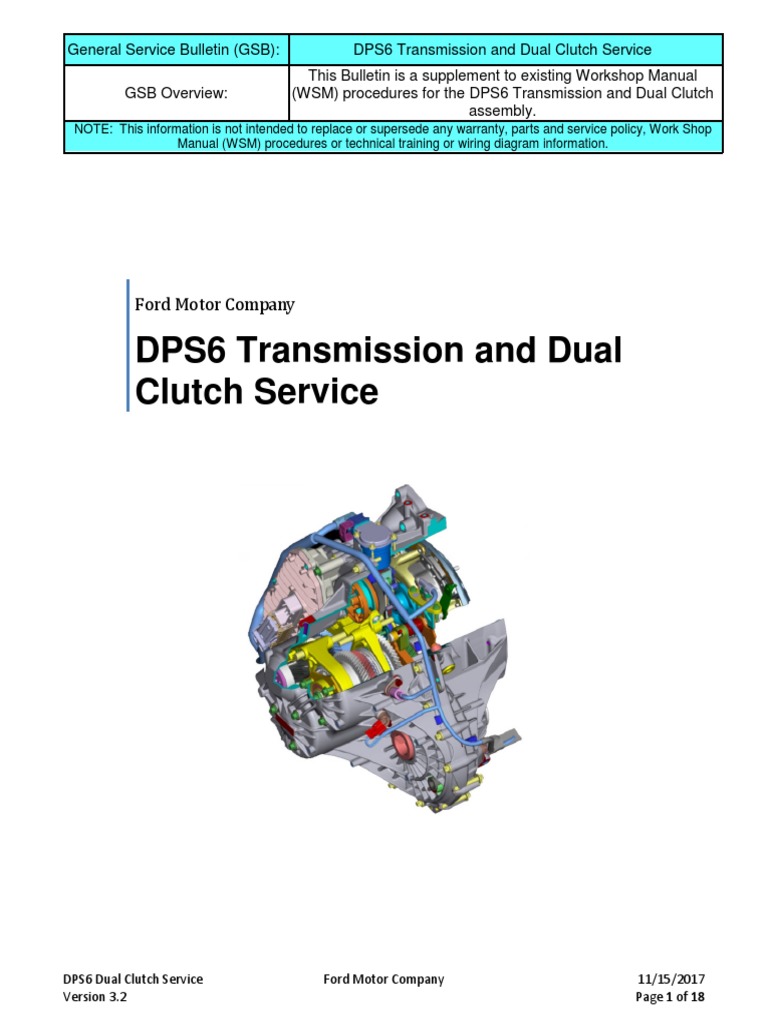 DPS6 Transmission and Dual Clutch Service: Ford Motor Company | PDF ...