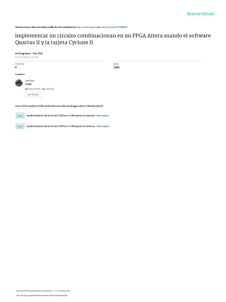 reporteFPGA 01b | PDF | Arreglos de compuertas lógicas programables en sitio | Vhdl