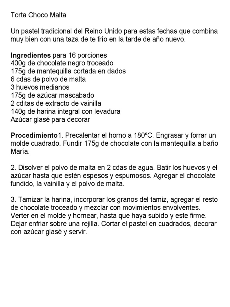 Torta Choco Malta | PDF