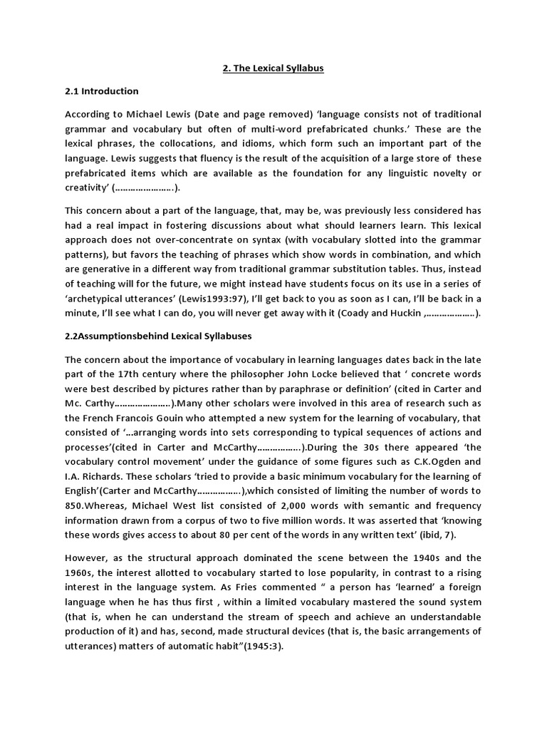 Lexical Syllabus PDF | PDF | Lexicon | Word