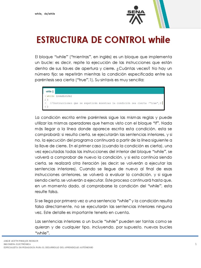Estructura de Control: Bucle While | PDF | Desarrollo de software ...