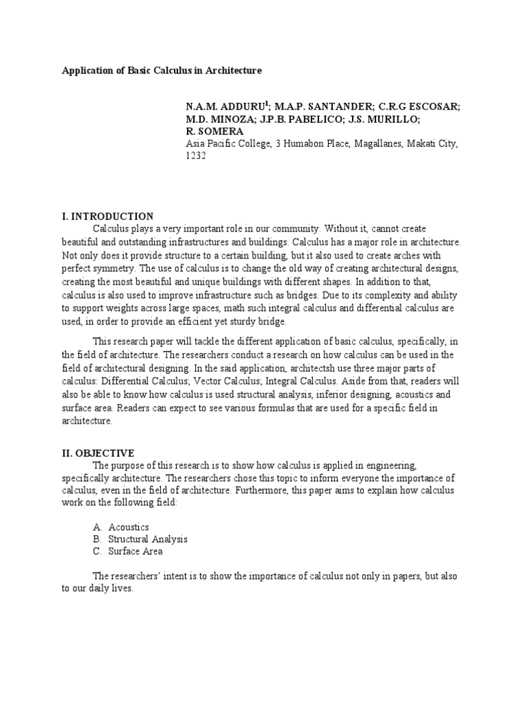 Application of Basic Calculus in Architecture | PDF | Calculus ...