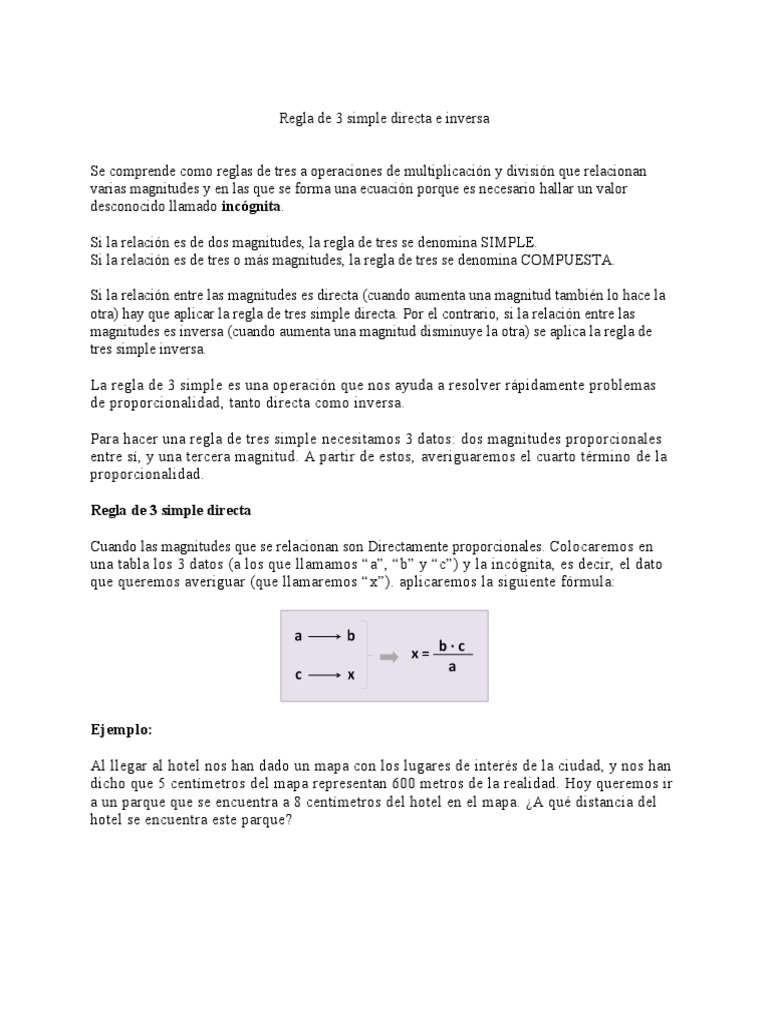 Regla de 3 Simple Directa e Inversa - Matematicas | PDF | Objetos ...