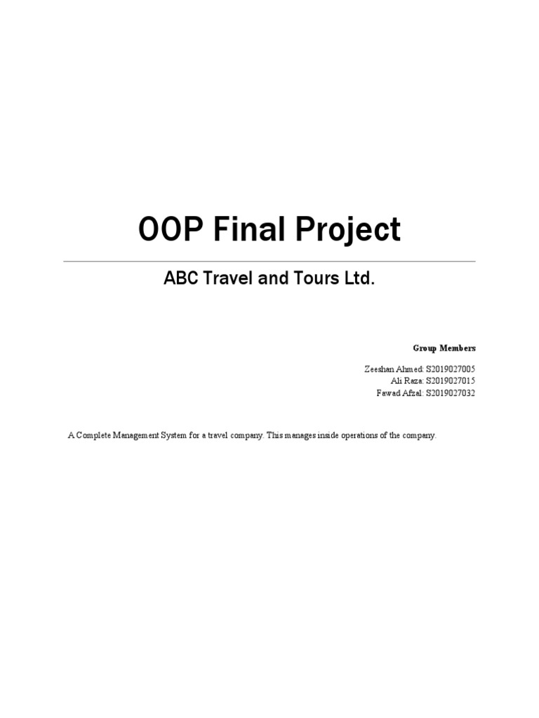 Oop Final Project Abc Travel And Tours Ltd Pdf 
