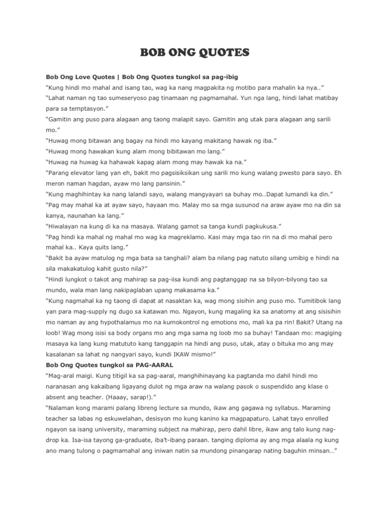 Bob Ong Love Quotes | PDF