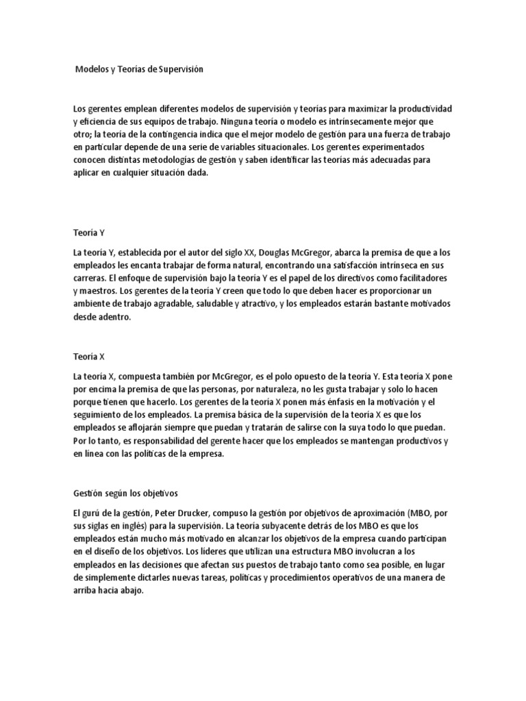 Modelos de Supervisión Efectiva | PDF | Gestión de recursos humanos ...
