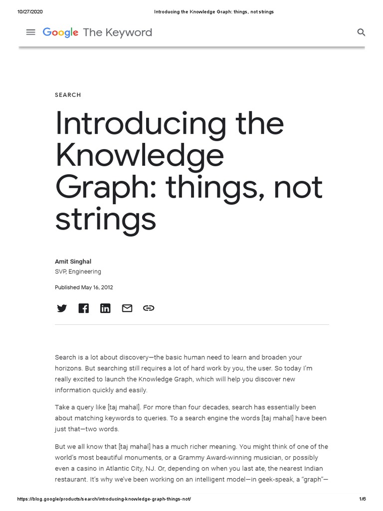 Introducing The Knowledge Graph - Things, Not Strings | PDF | Search Engine Optimization | Business