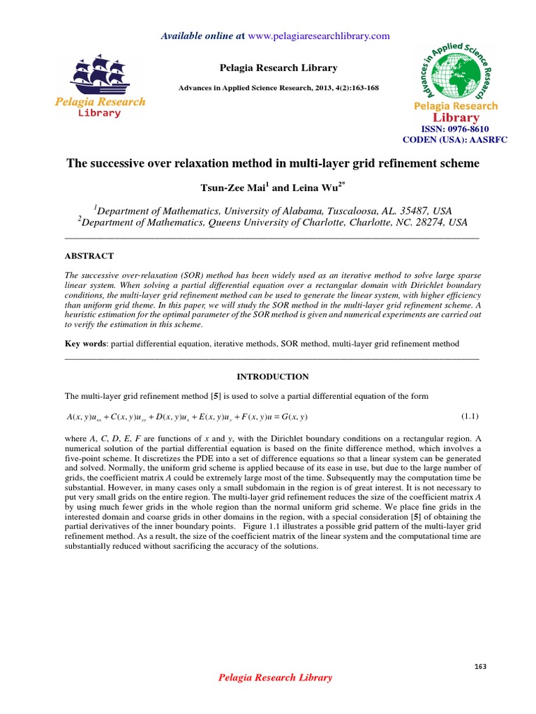 The Successive Over Relaxation Method in Multilayer Grid Refinement ...