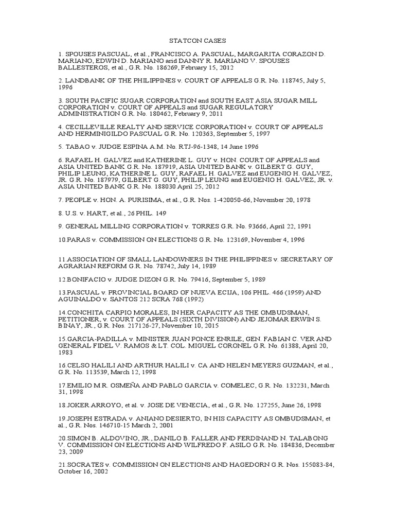 Statcon Cases | PDF | Philippines | Government