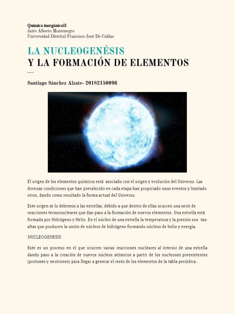 Nucleogénesis y formación de elementos | PDF | Fusión nuclear | Helio