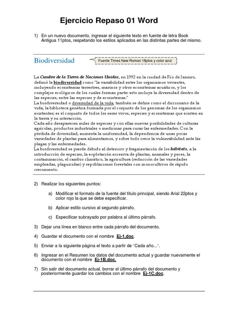 Ejercicio de Repaso 01 Word PDF | PDF