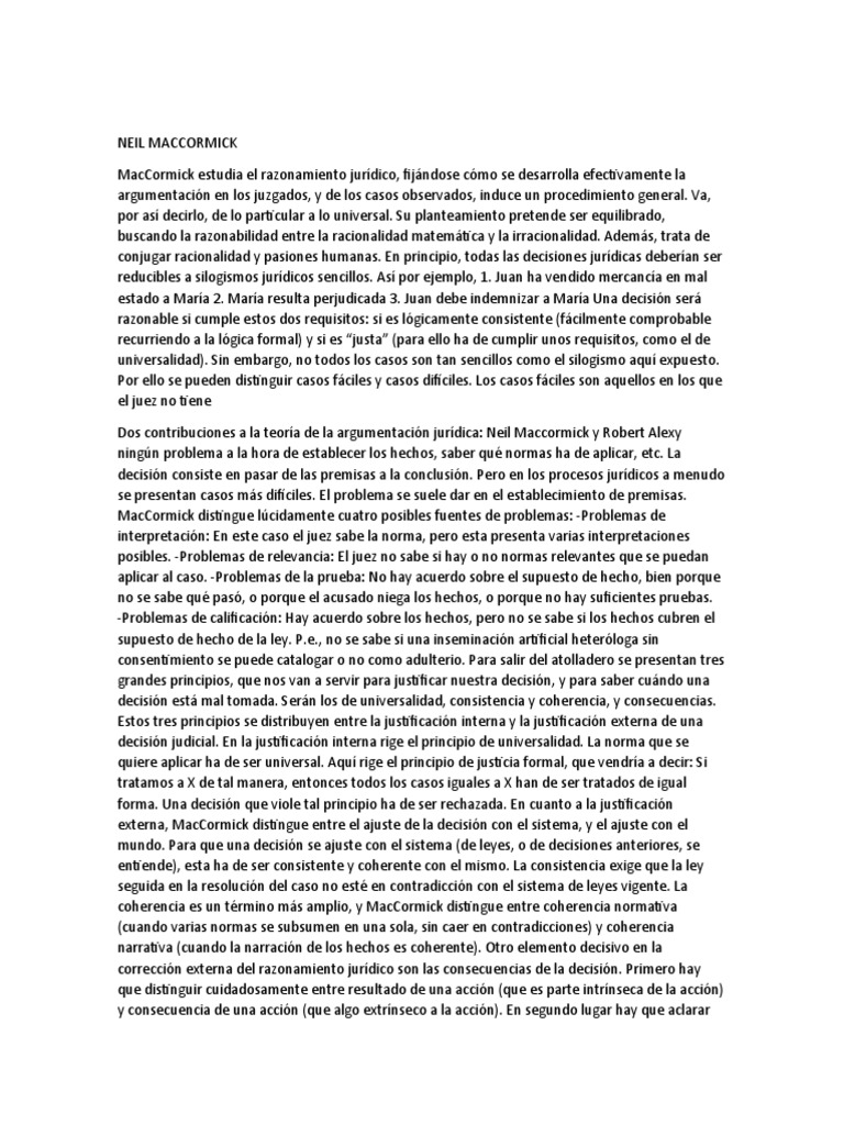 Razonamiento Jurídico de Neil MacCormick | PDF | Juez | Razón