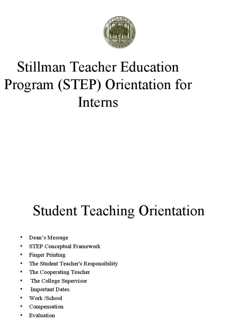 Stillman Teacher Education Program (STEP) Orientation For Interns | PDF ...