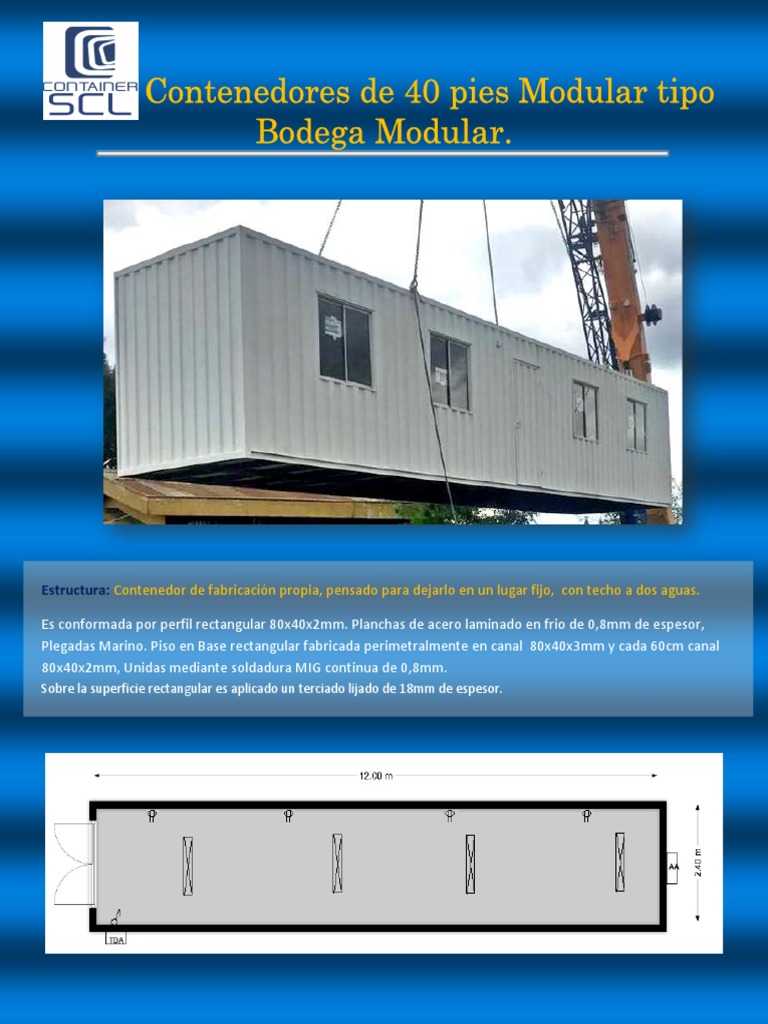 EETT - Container SCL - 1x40' Bodega Modular Revestida - 2020 | PDF