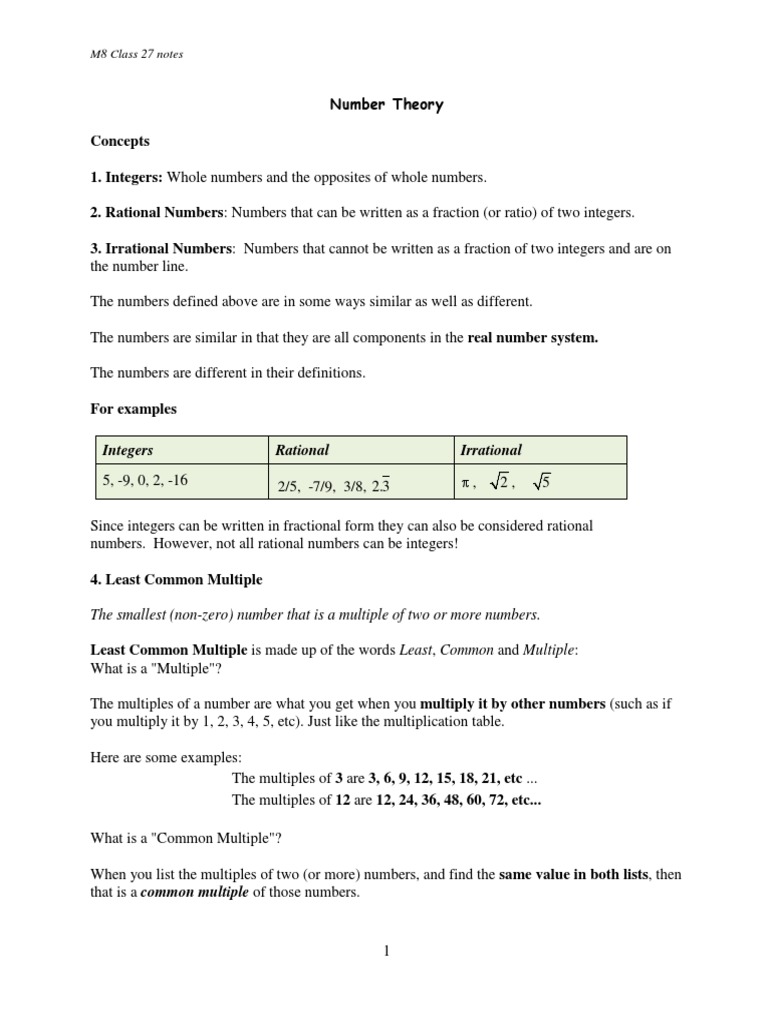 Number Theory Basics for Students | PDF | Numbers | Rational Number