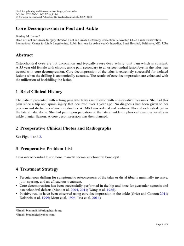 Core Decompression Ankle Pain Relief | PDF | Ankle | Medical Specialties