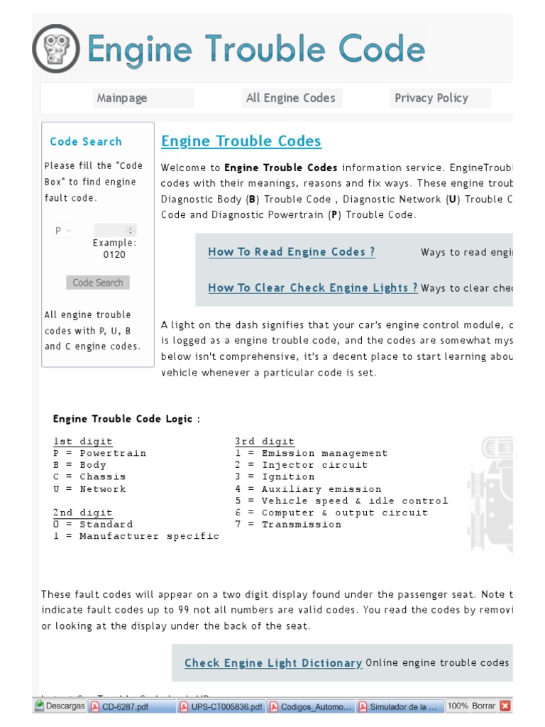 Engine Trouble Codes PDF | PDF | Car | Private Transport