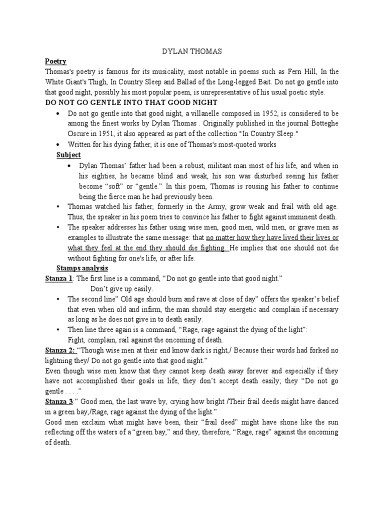Dylan Thomas | PDF | Poetry